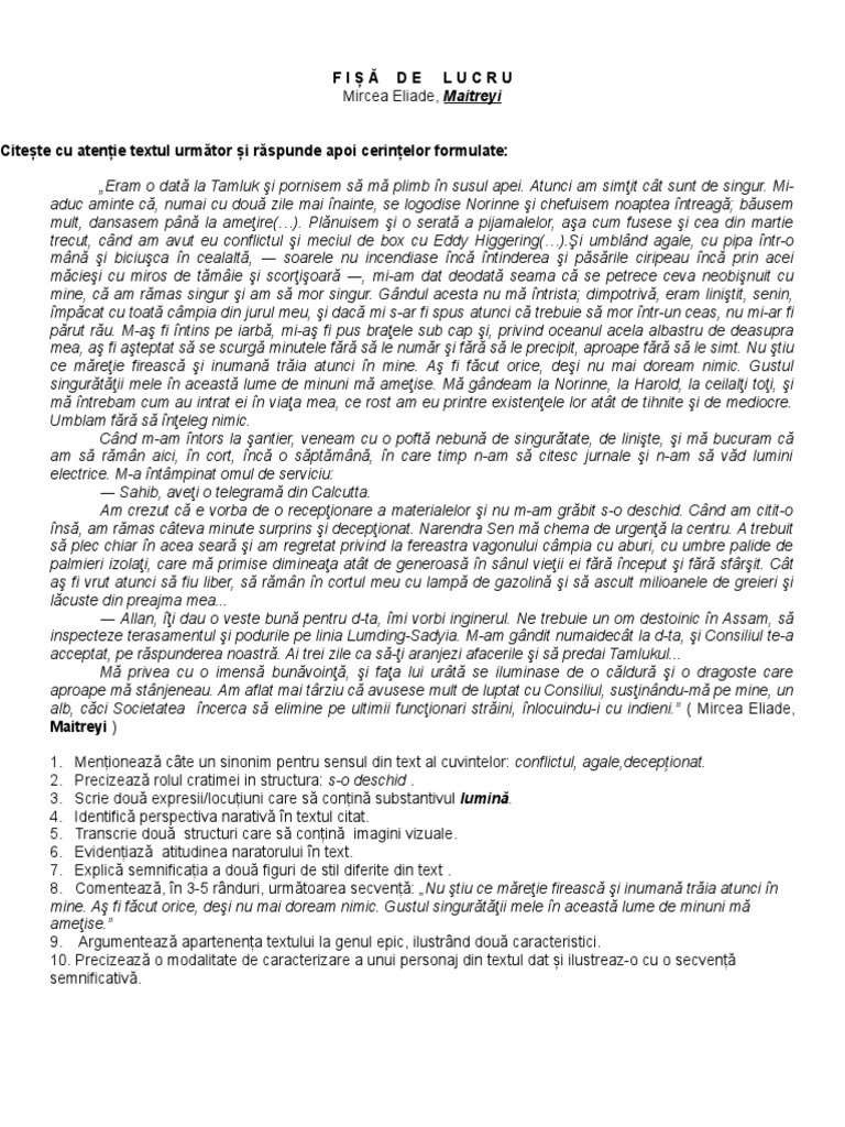 Maitreyi Fisa Lucru | PDF