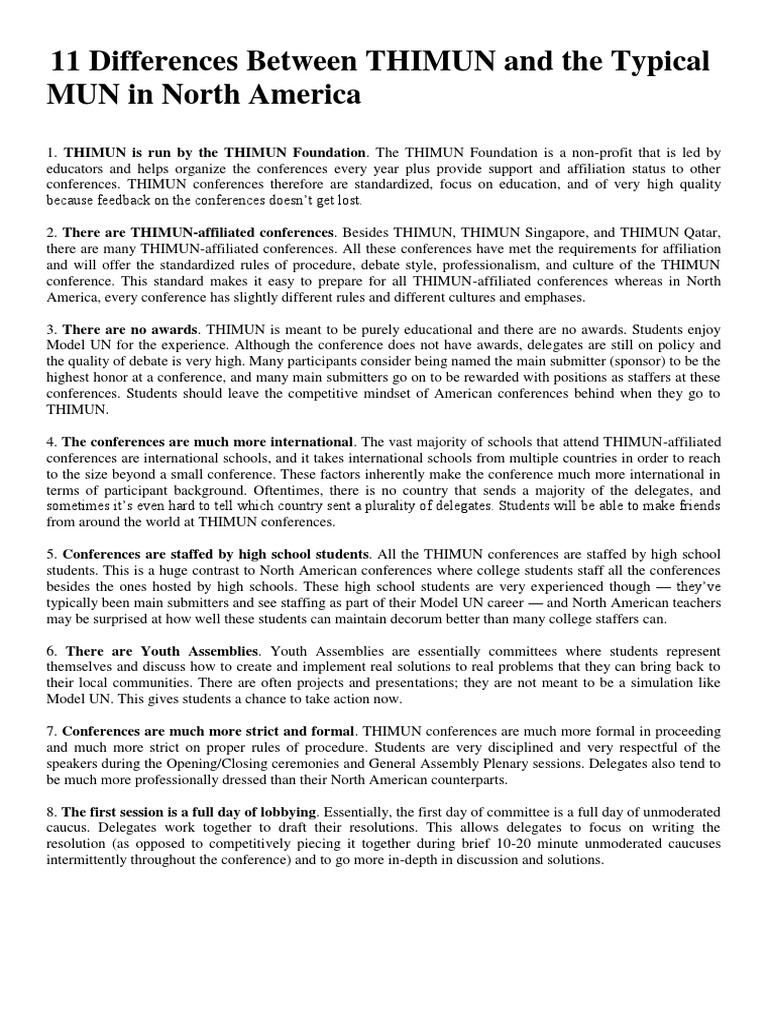 11 Differences Between THIMUN and The Typical MUN in North America ...