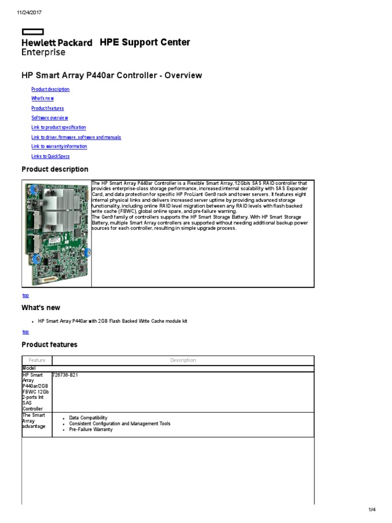 HP Smart Array P440ar Controller Overview | PDF | Solid State Drive ...