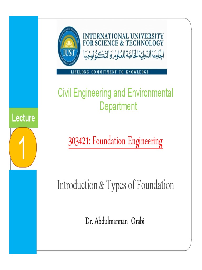 Lecture 1 Foundation Engineering Introduction | PDF | Foundation ...