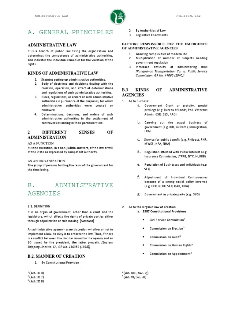 Administrative Law Green Notes | PDF | Res Judicata | Judgment (Law)