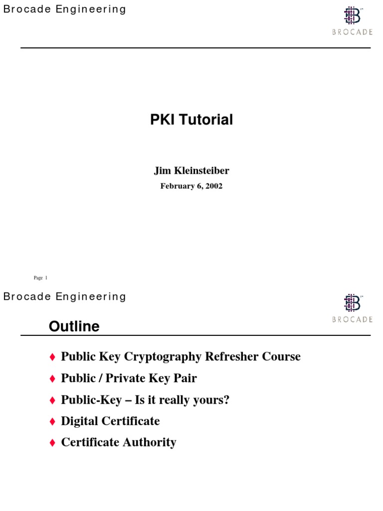PKI Tutorial: Brocade Engineering | PDF | Public Key Cryptography | Key ...
