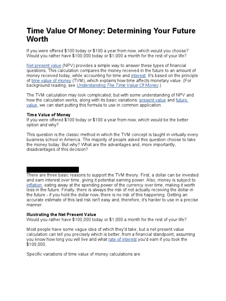 Time Value of Money | PDF | Present Value | Discounting
