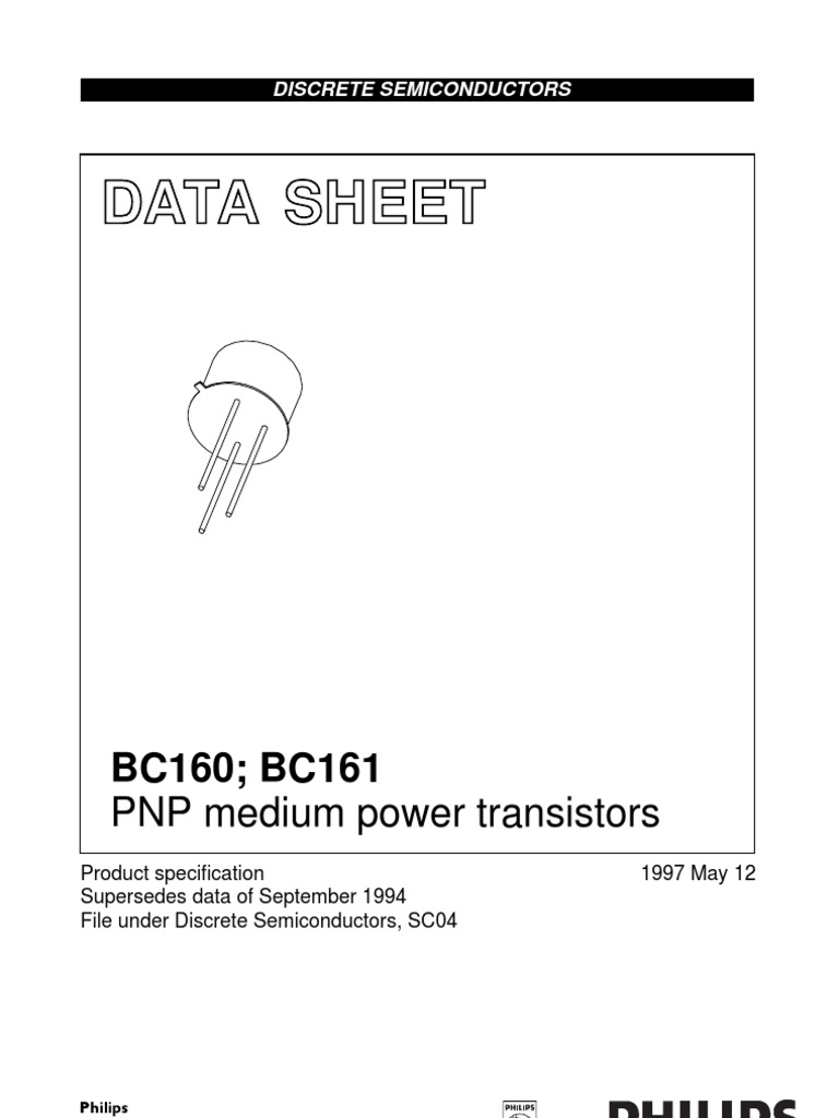 Data Sheet: BC160 BC161 | PDF | Bipolar Junction Transistor | Transistor