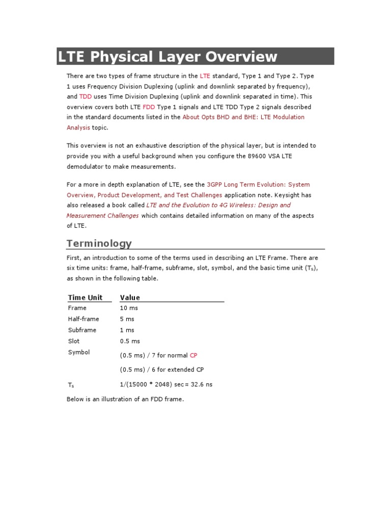 LTE Physical Layer Overview: Terminology | PDF | Lte (Telecommunication) | Bandwidth (Signal ...