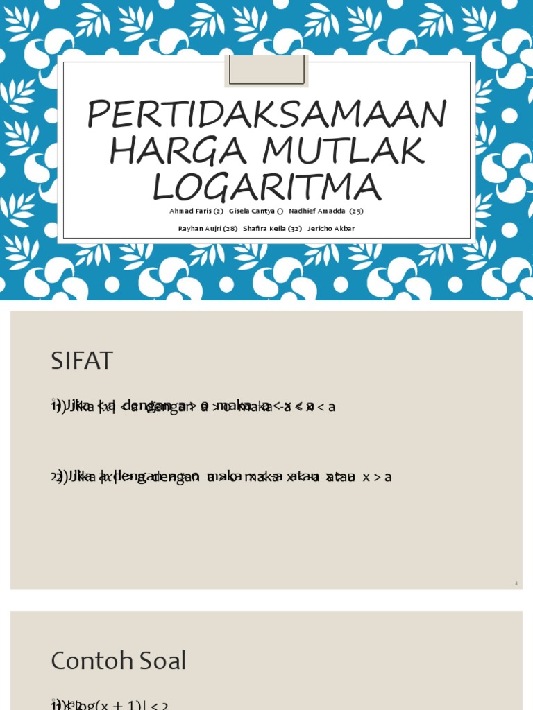 Matematika Harga Mutlak Dan Pertidaksamaan Logaritma | PDF