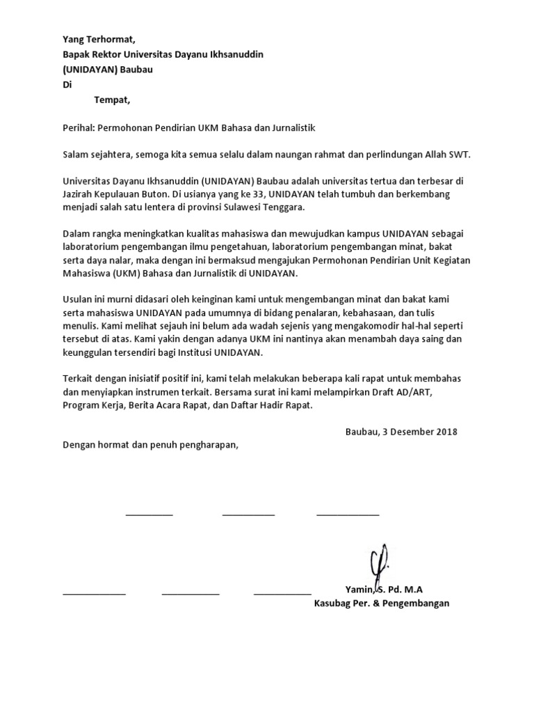 Surat Pengajuan UKM | PDF