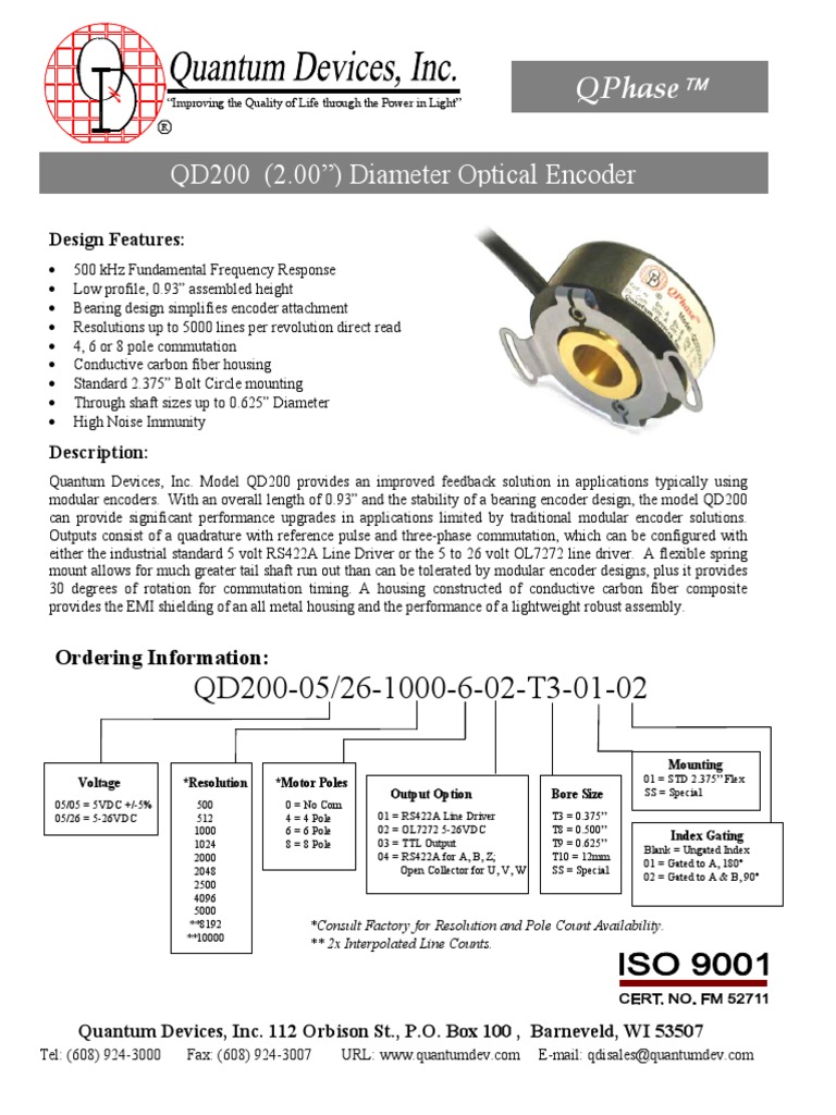 Qd200 (2.00") Diameter Optical Encoder: Qphase | PDF | Electronics ...