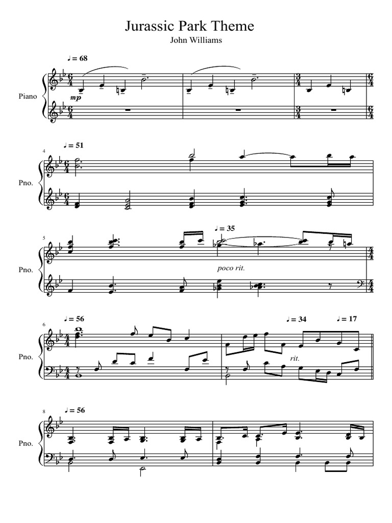 Jurassic Park Theme Sheet Music | PDF | Leisure