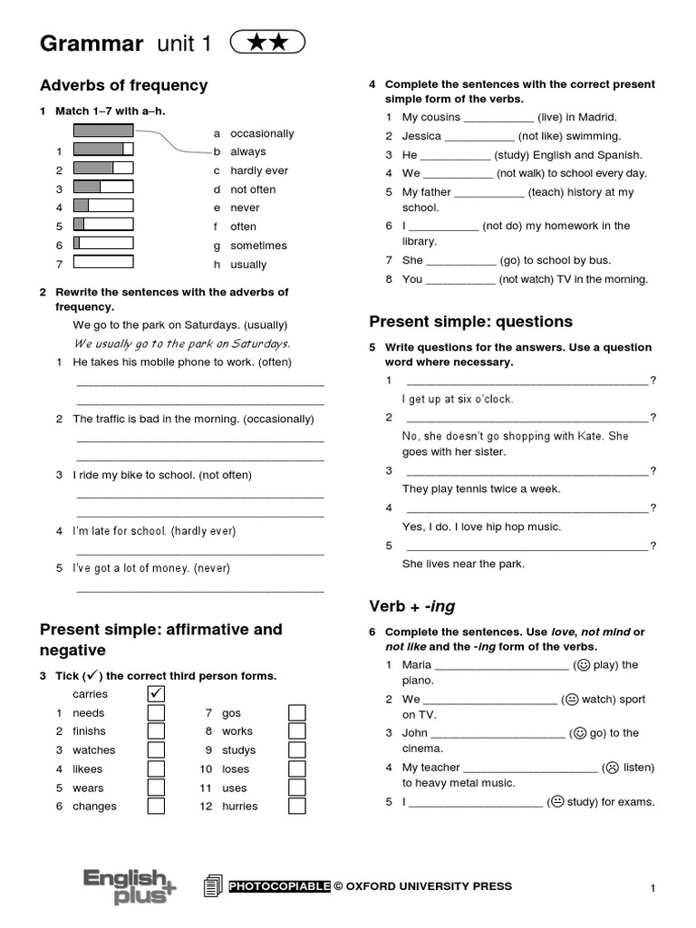 Grammar Unit 1: Adverbs of Frequency | PDF | Adverb | Question