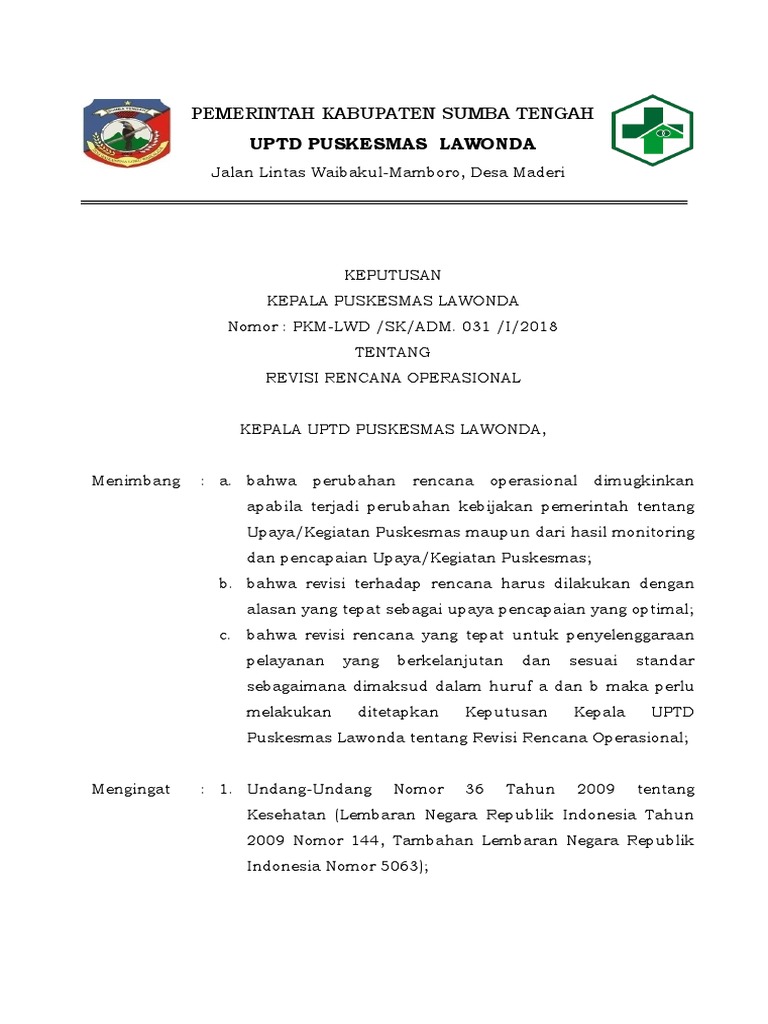 SK Revisi Rencana | PDF