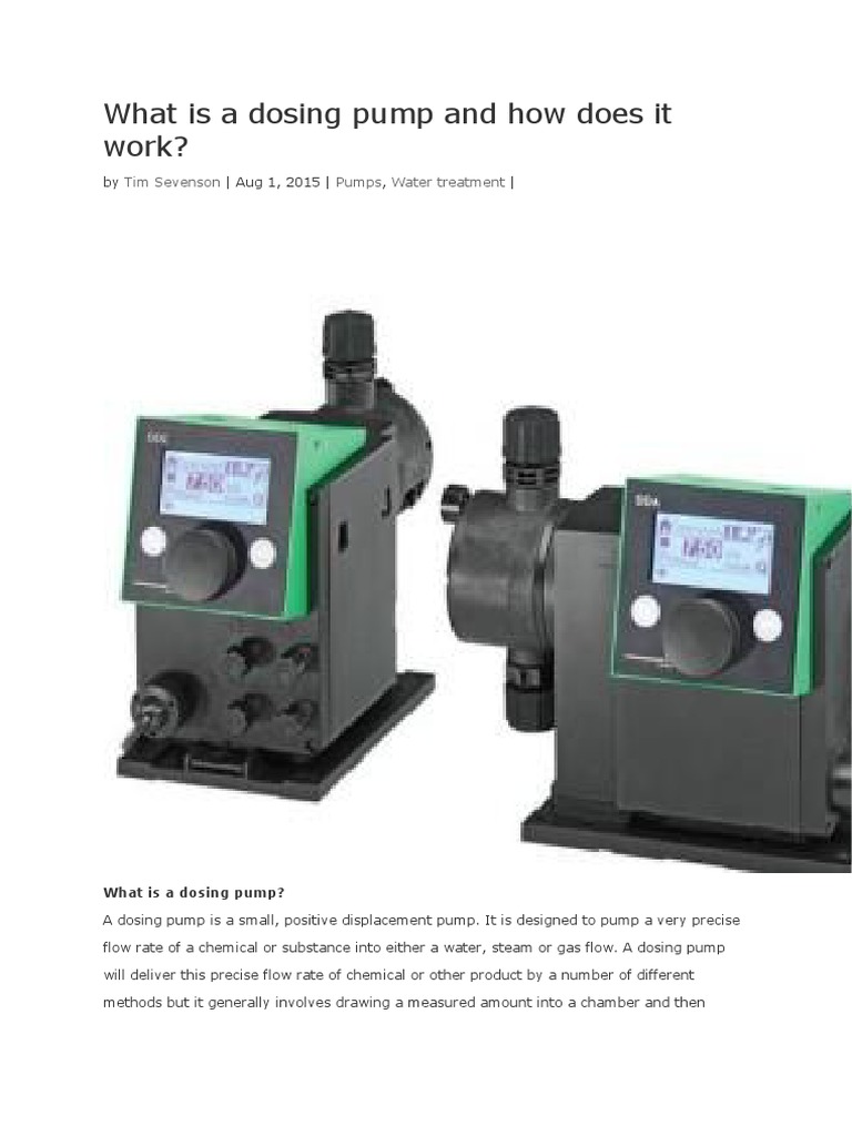 What Is A Dosing Pump and How Does It Work?: Tim Sevenson Pumps Water ...