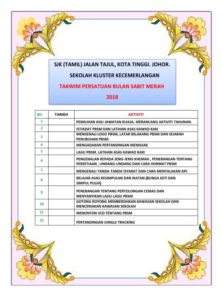 Takwim PBSM | PDF