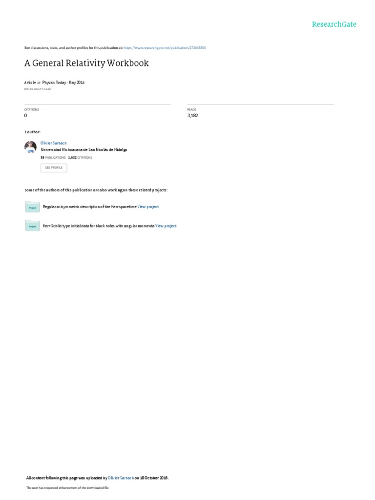 A General Relativity Workbook | PDF | General Relativity | Modern Physics