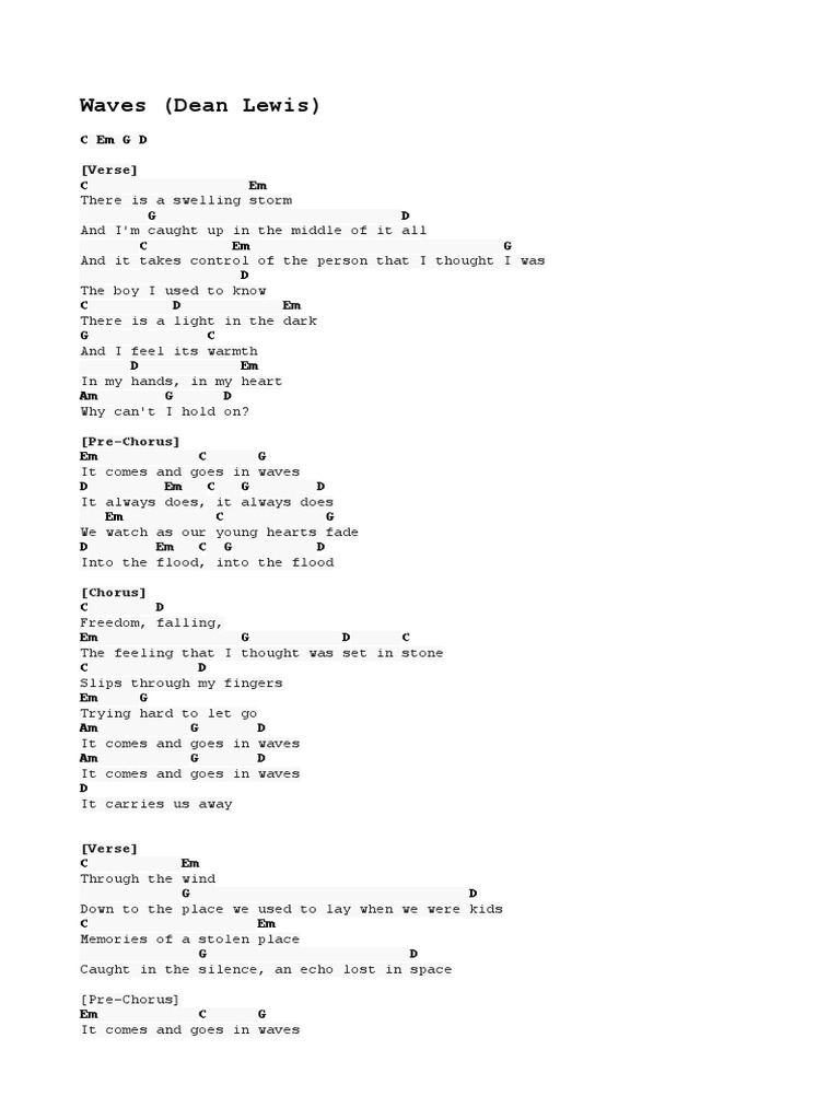 Waves Dean Lewis | Download Free PDF | Song Structure | Leisure