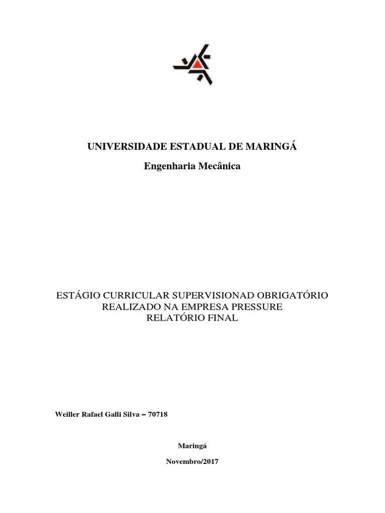 Relatorio Estagio Engenharia Mecanica Uem - Capa | PDF