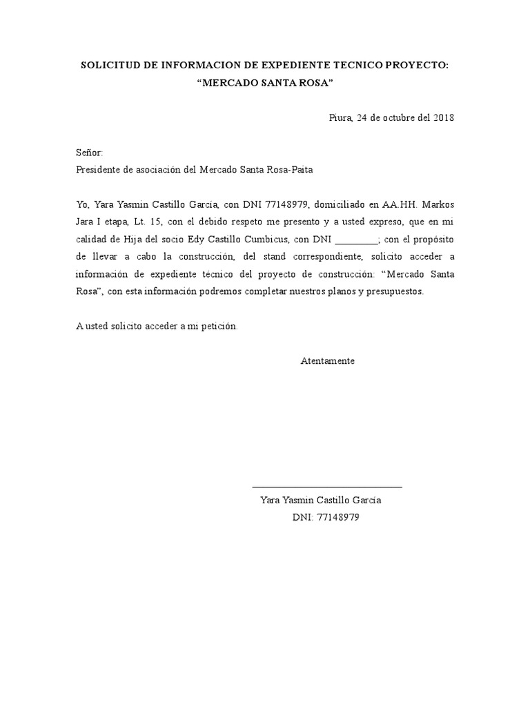 Solicitud Simple | PDF