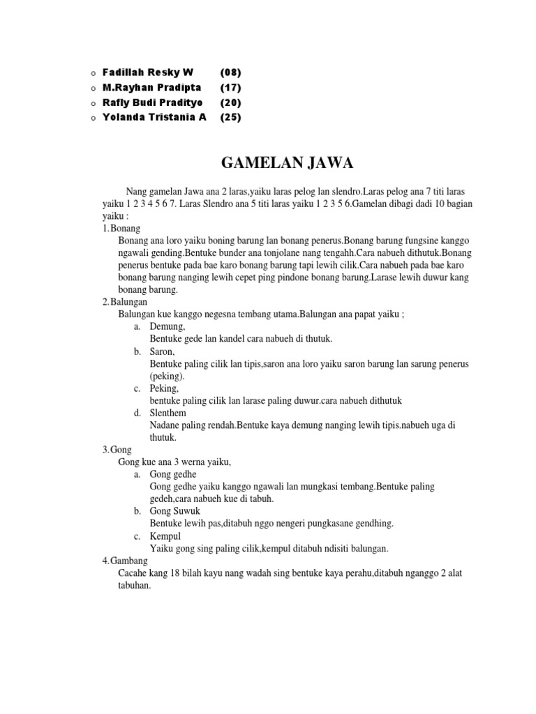 Gamlean Jawa | PDF