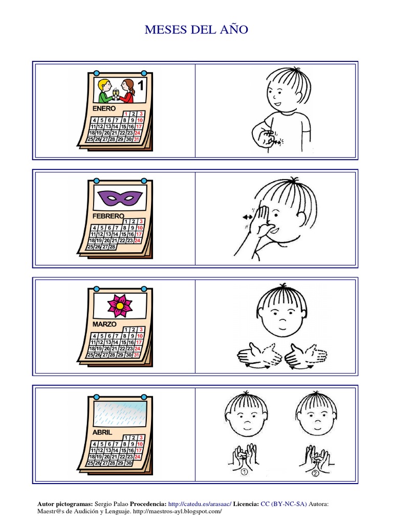 Pictogramas de los Meses del Año | PDF | Estudios de idiomas extranjeros
