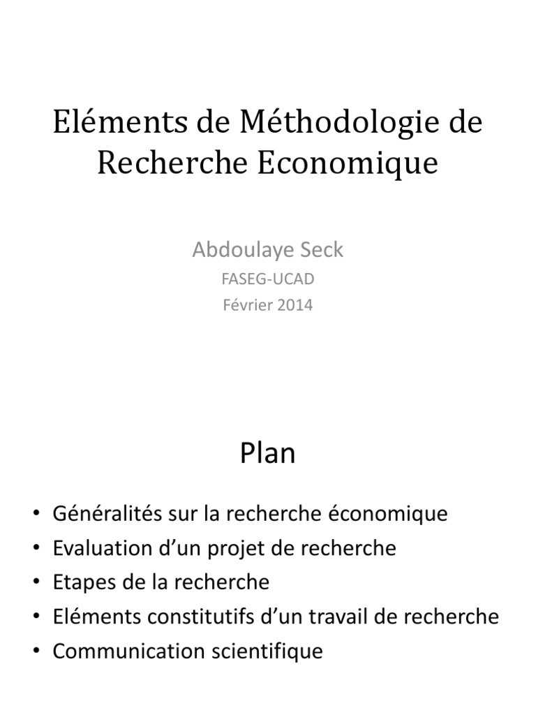 Méthodologie de Recherche Économique | PDF | Science
