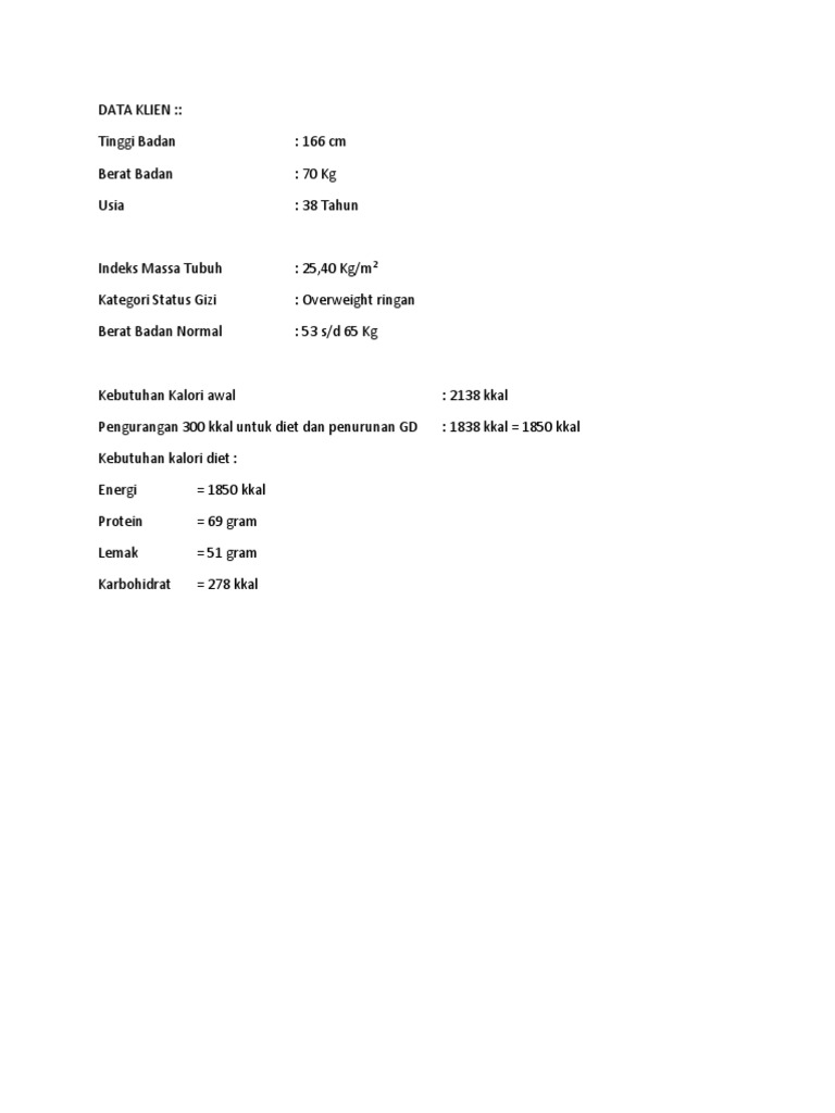 Menu Diet Diabetes Mellitus | PDF