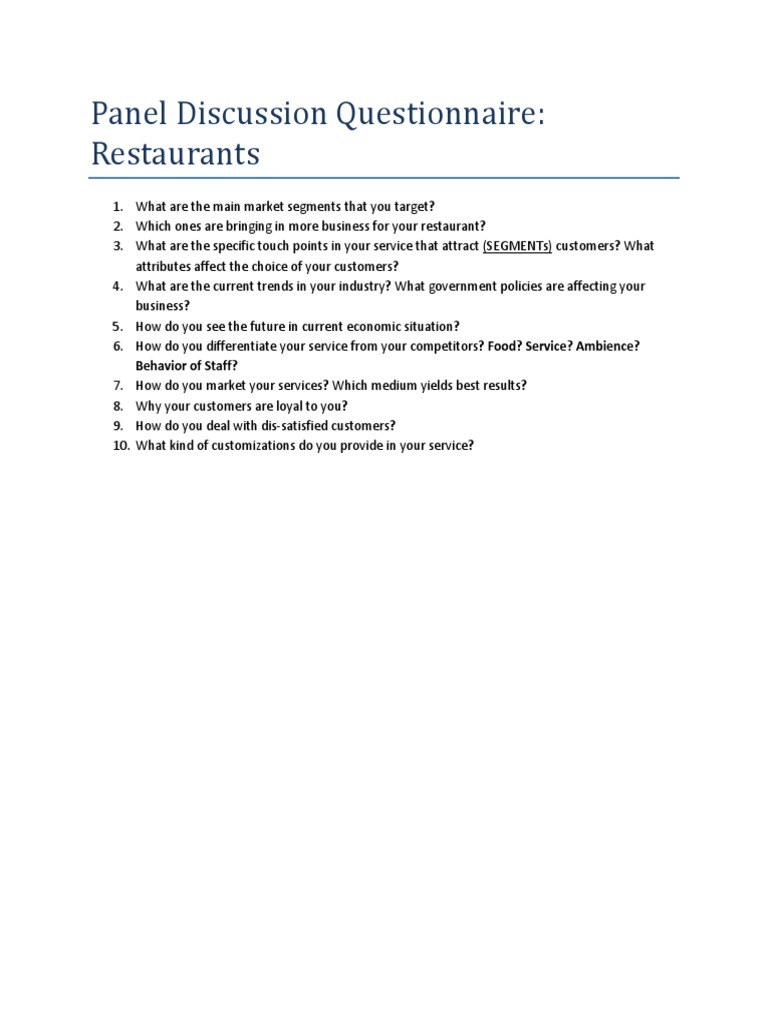 Panel Discussion Questionnaire | PDF | Career & Growth | Business