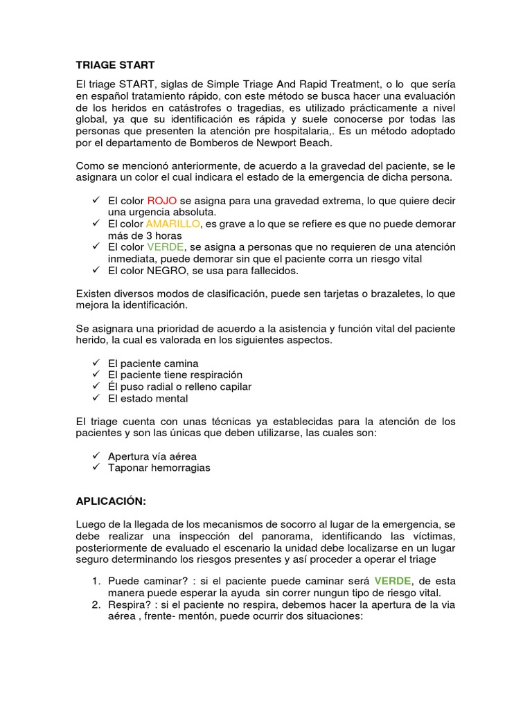 Triage Start y Medevac | PDF | Medicina | Especialidades Medicas
