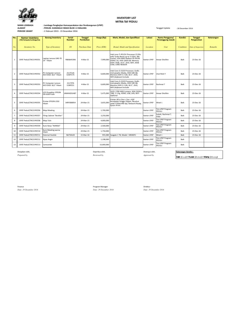 Inventory List - As of Sept 2018 | Download Free PDF | Laptop | Intel