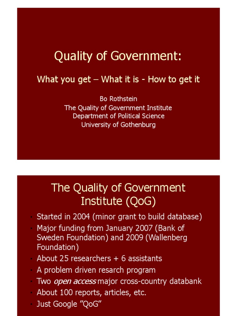 What Is Quality of Governance 1 | PDF | Institution | Good Governance