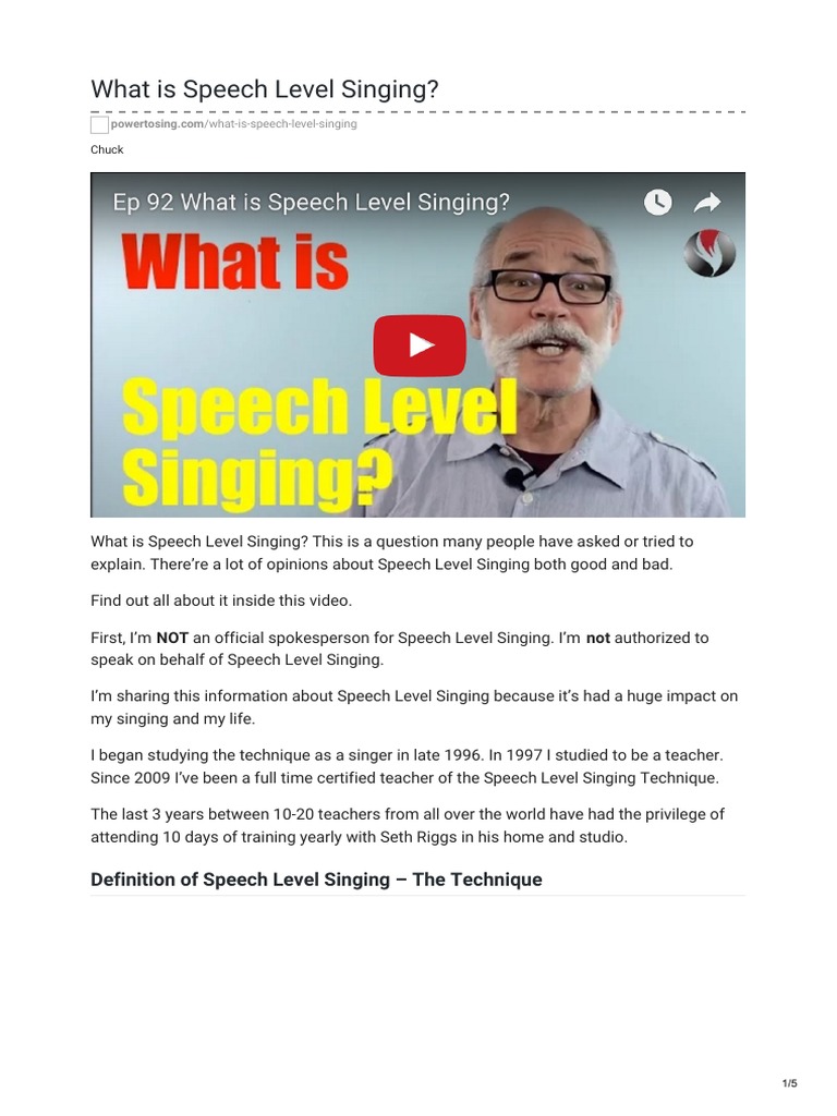 What Is Speech Level Singing? | PDF | Human Throat | Singing