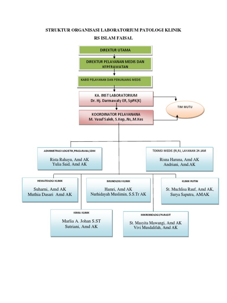 Struktur Organisasi Laboratorium Patologi Klinik | PDF