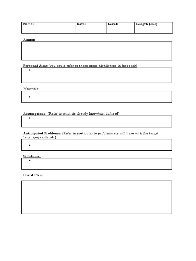 Lesson Plan Template PPP | PDF
