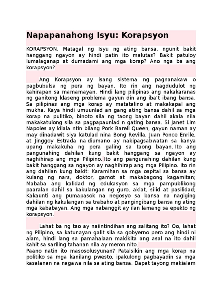 Napapanahong Isyu | PDF Napapanahong Isyu | PDF