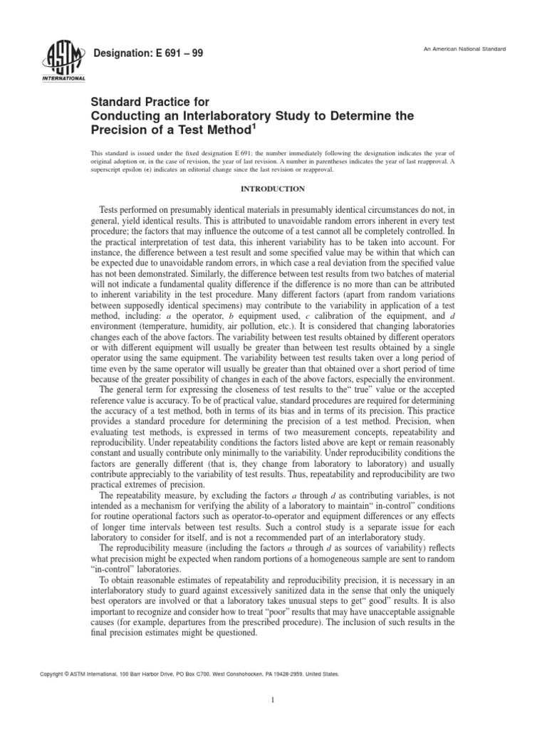 Practice ASTM E691 | PDF | Accuracy And Precision | Statistics