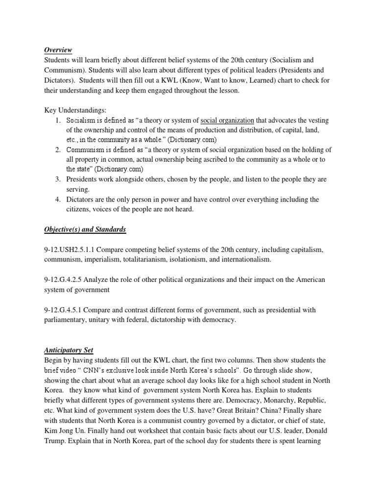 Lesson Plan North Korea | PDF | North Korea | World Politics