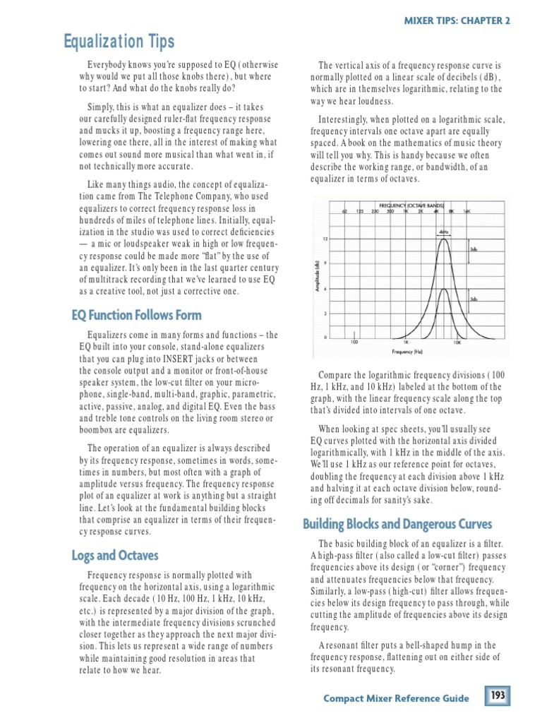 Equalization Tips: EQ Function Follows Form | PDF | Equalization (Audio ...
