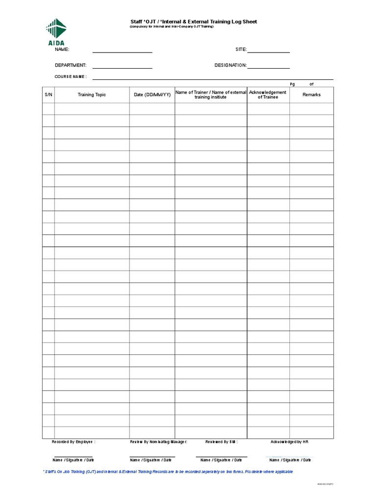 Ojt Form New
