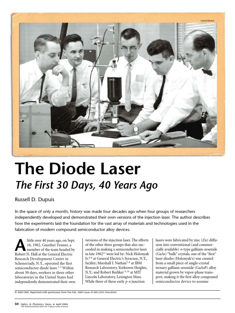 The Diode Laser The First 30 Days, 40 Years Ago | PDF | Laser Diode ...
