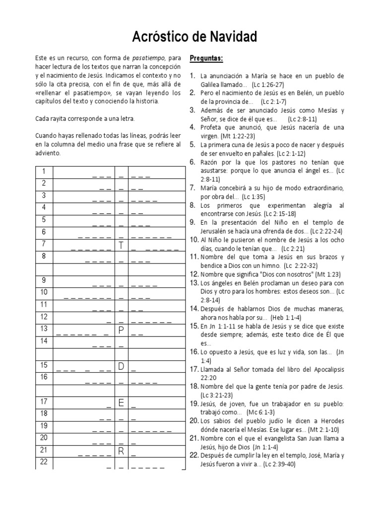 Acrostico de Navidad PDF | PDF | María, madre de Jesús | Jesús