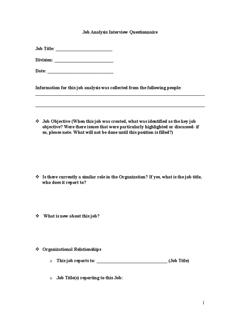 Job Analysis Questionnaire | PDF | Competence (Human Resources ...