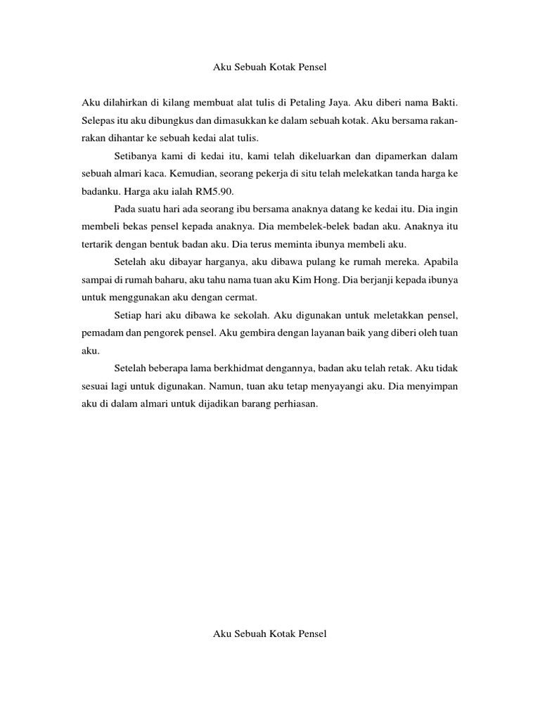 Aku Sebuah Kotak Pensel Pdf