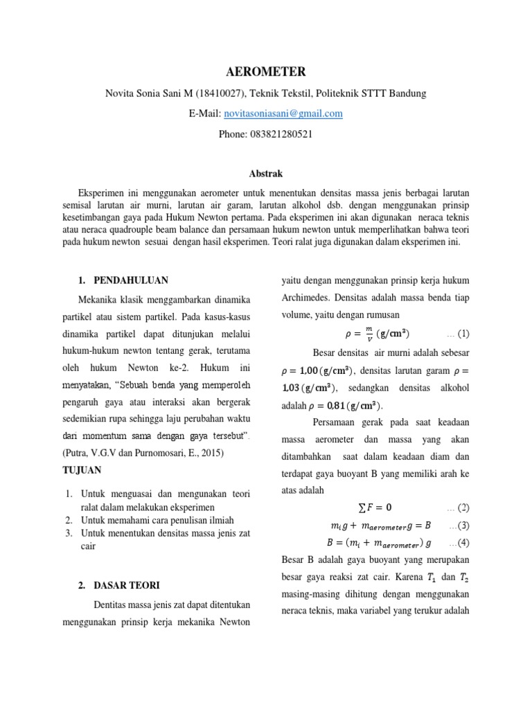 Laporan Aerometer | PDF