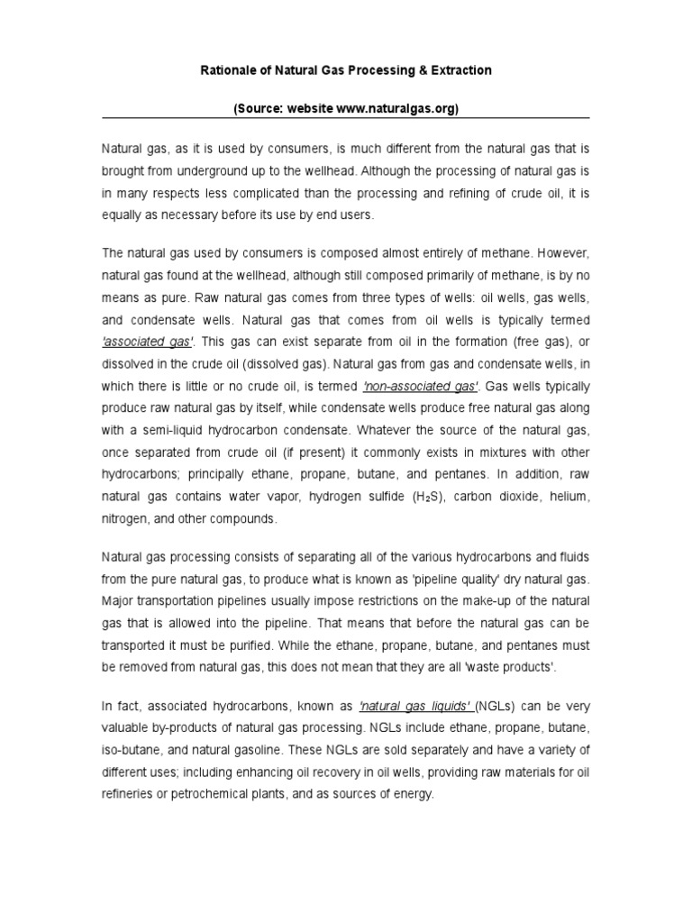 Rationale of Natural Gas Processing & Extraction | PDF | Natural Gas ...