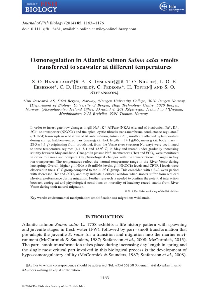 Osmo Regulation | PDF | Real Time Polymerase Chain Reaction | Salmon