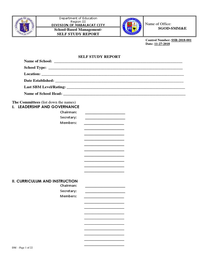 School-Based Management Self Study Report | PDF | Leadership | Community