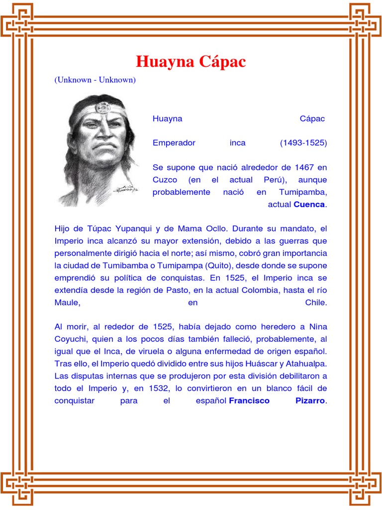 Huayna Cápac: Biografía y Legado Inca | PDF | Imperio Inca | América ...
