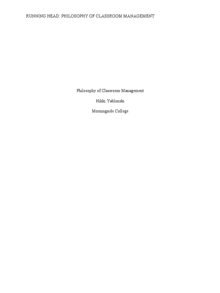 Classroom Management Philosophy Explained | PDF | Classroom Management ...
