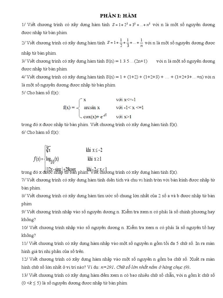 Bai Tap Thuc Hanh Lap Trinh C Can Ban - 1 | PDF
