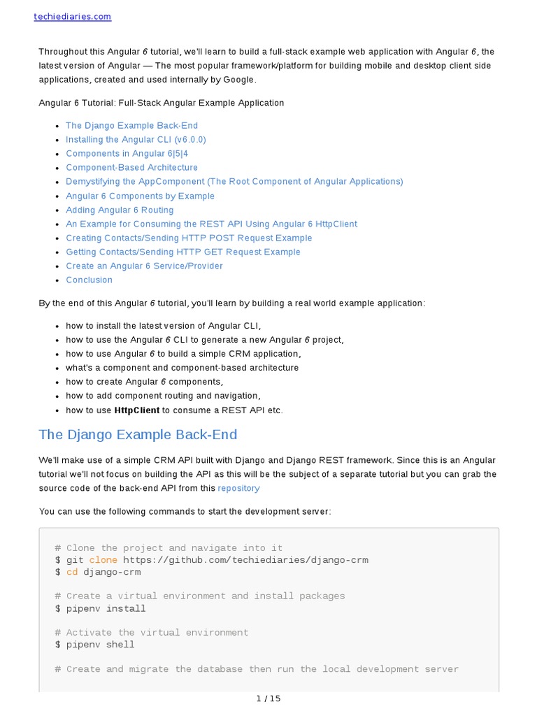 Angular 6 Tutorial PDF | PDF | Html Element | Component Based Software Engineering