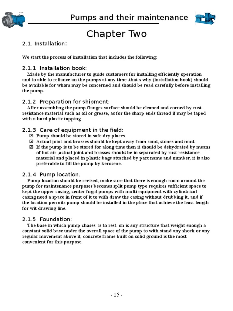 Chapter Two: Pumps and Their Maintenance | PDF | Pump | Bearing ...